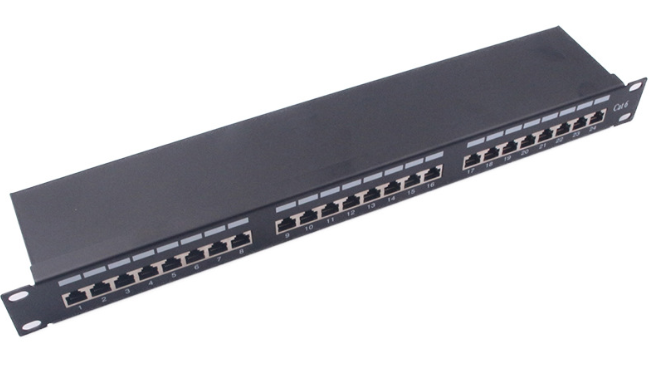 RockRack 19 Inch 1U FTP Patch Panel RJ45 Cat6 24 Ports Network Patch ...